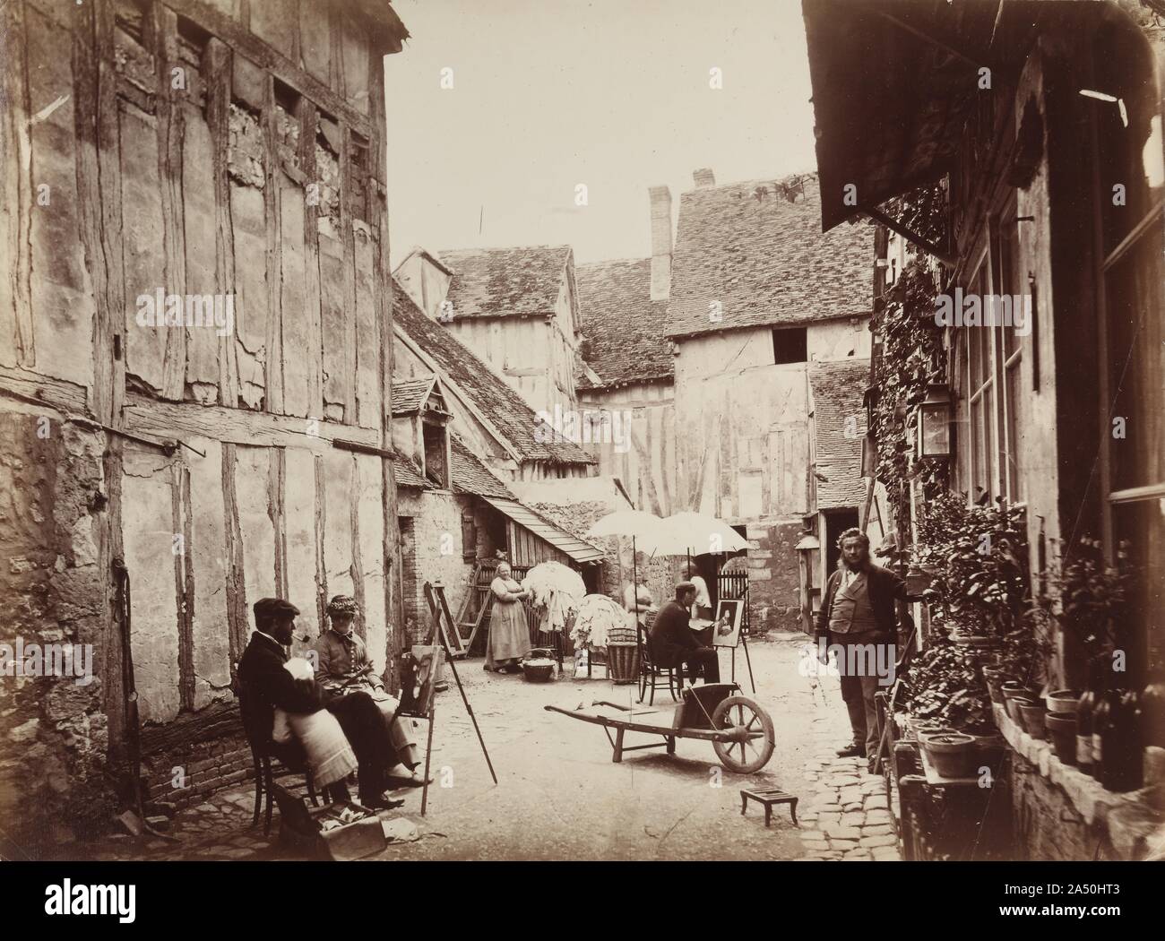 Courtyard with Painters, late 1860s. This photographer inventively ...