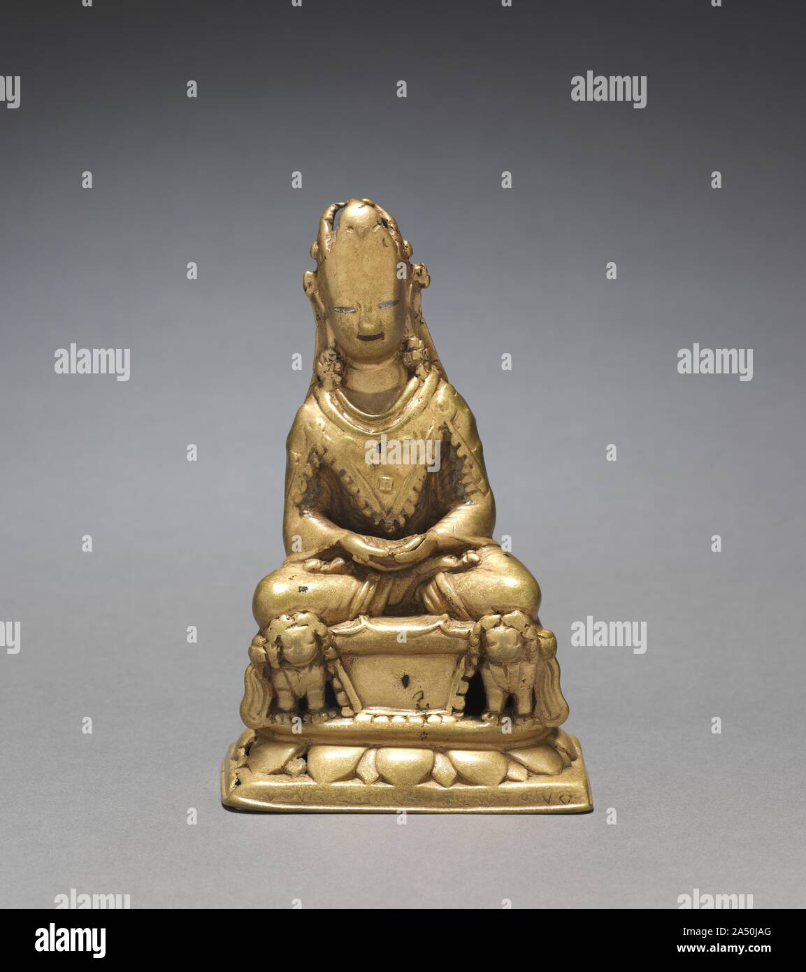 Crowned Buddha Seated on a Lion Throne, 700s Stock Photo - Alamy