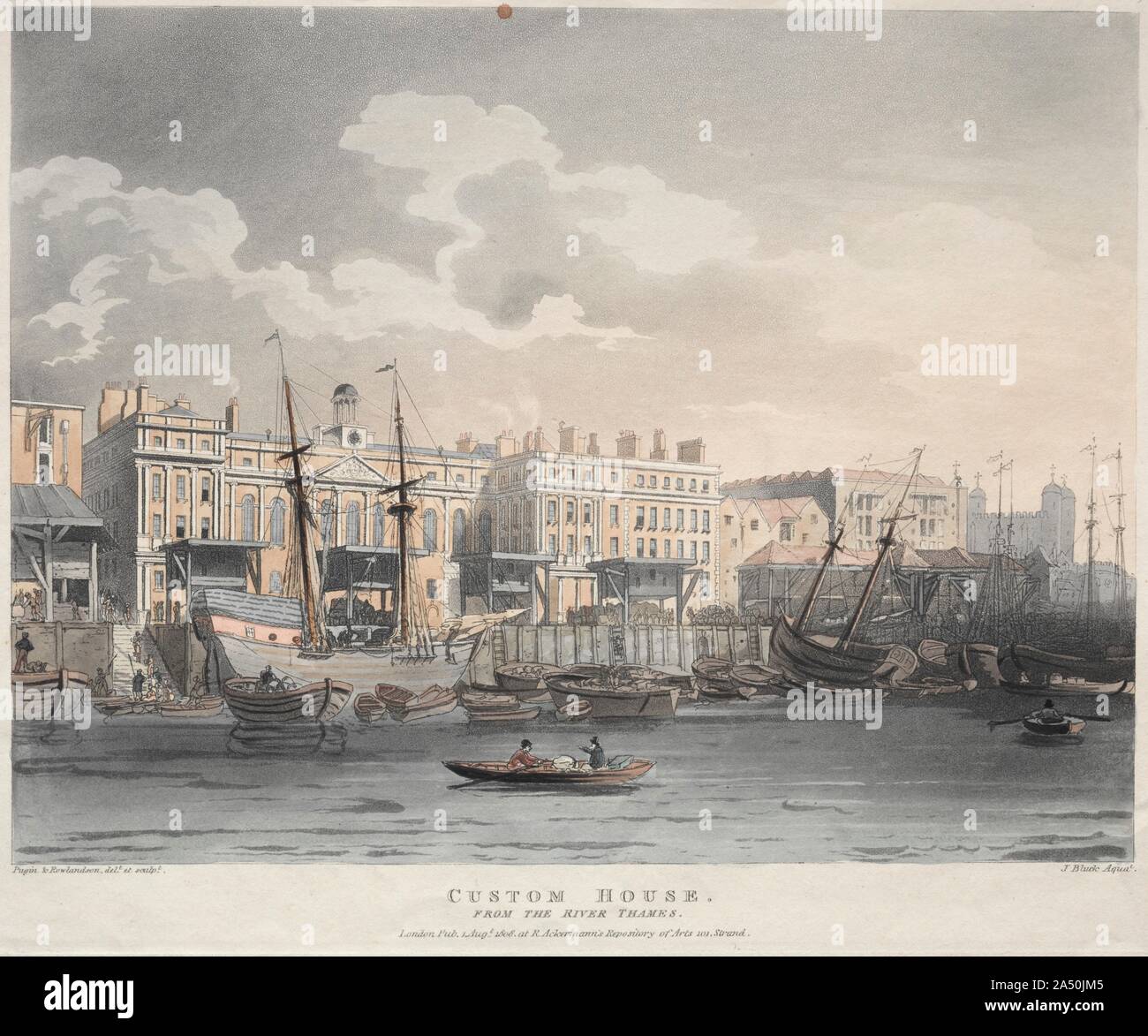 Customs House, from the Thames River, 1808 Stock Photo - Alamy