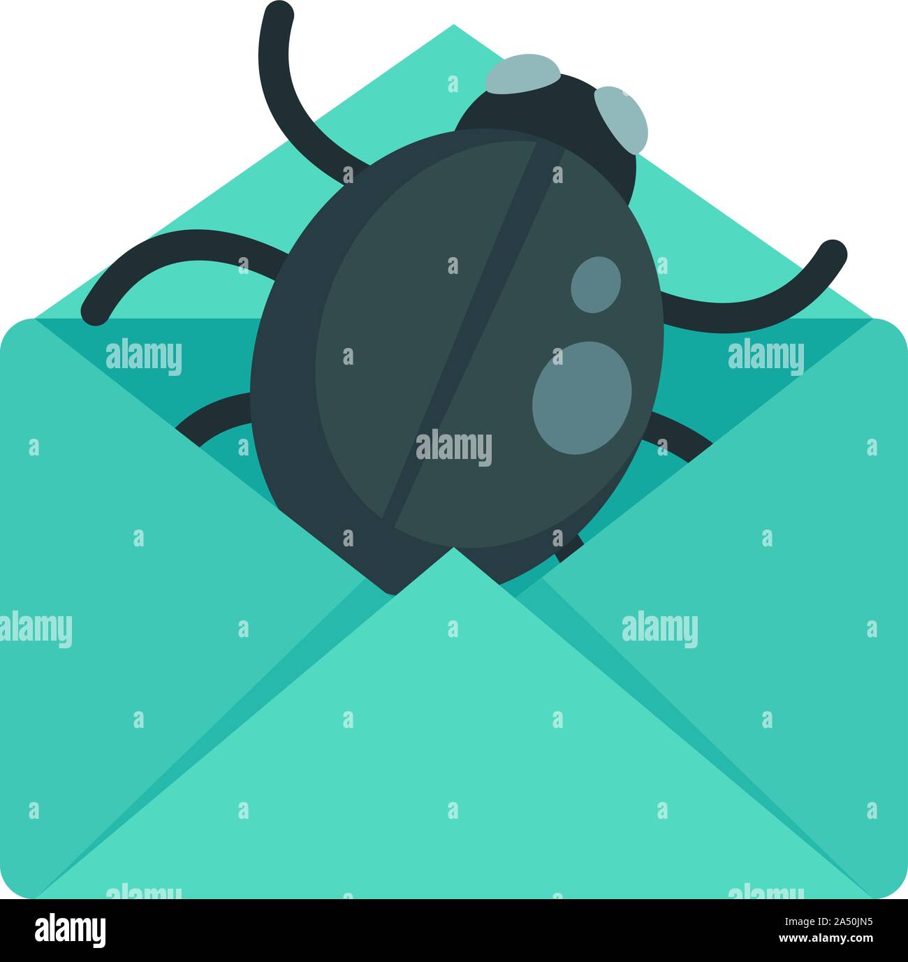 Mail bug icon. Flat illustration of mail bug vector icon for web design ...