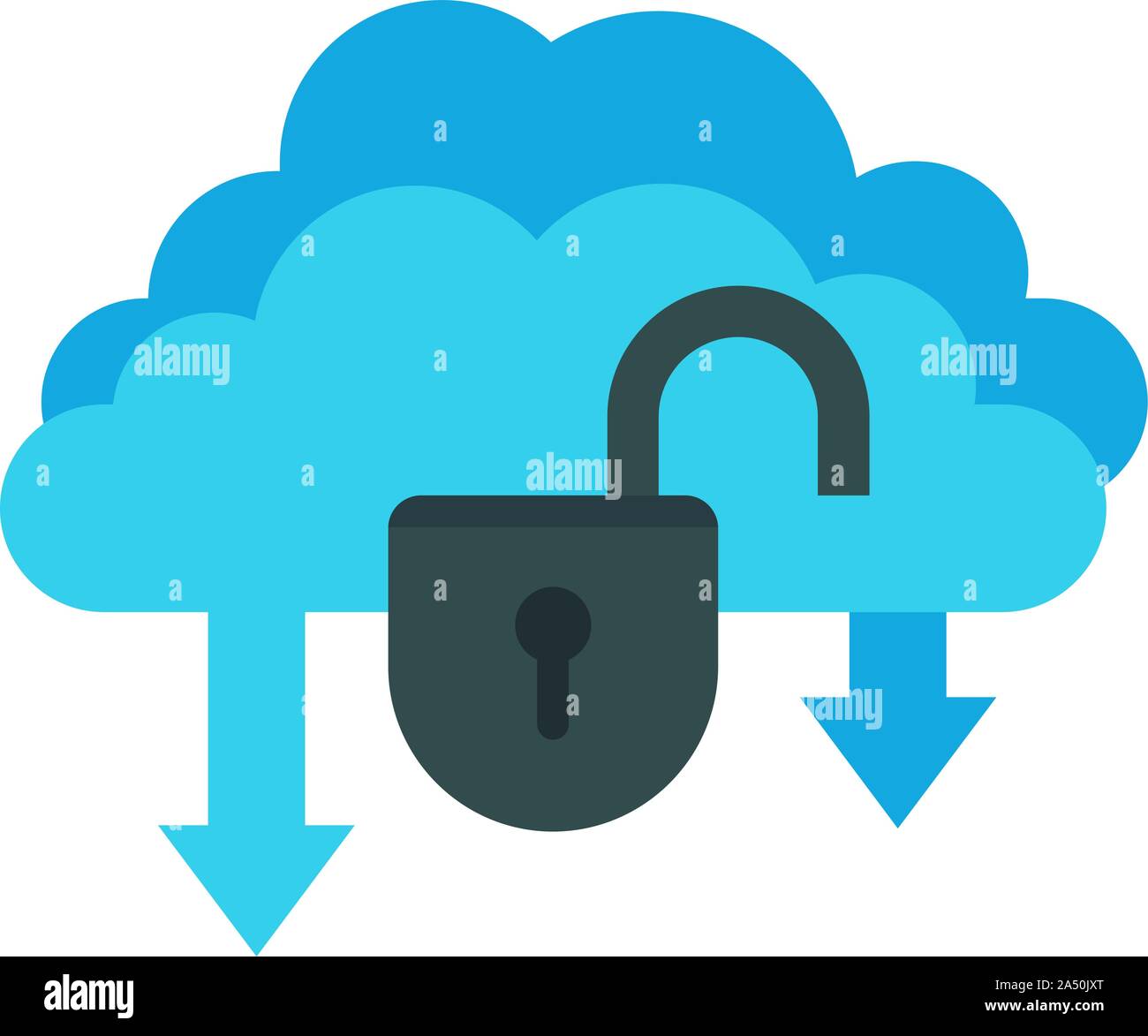 Unlock data cloud icon. Flat illustration of unlock data cloud vector ...