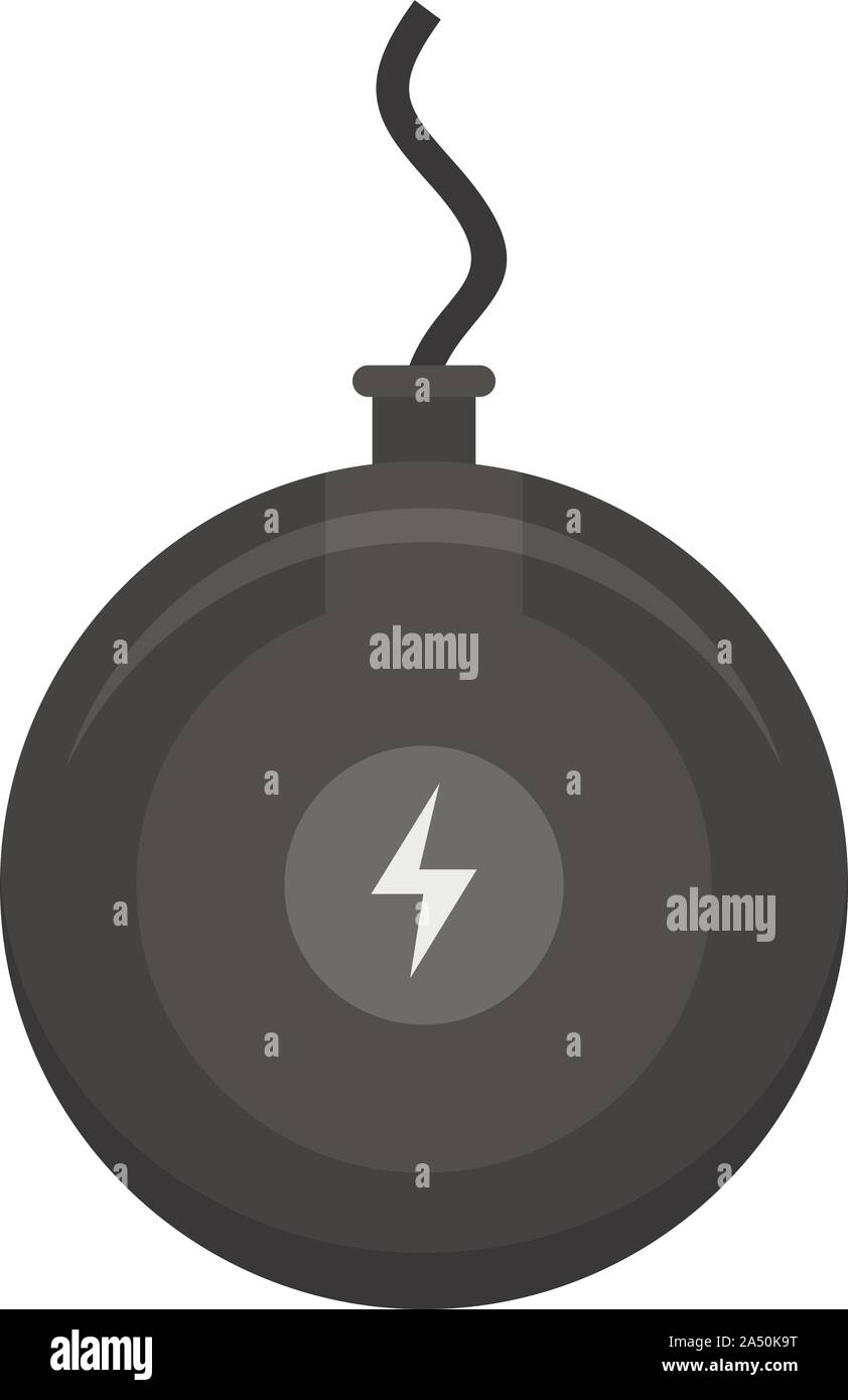 Round wireless charger icon. Flat illustration of round wireless ...