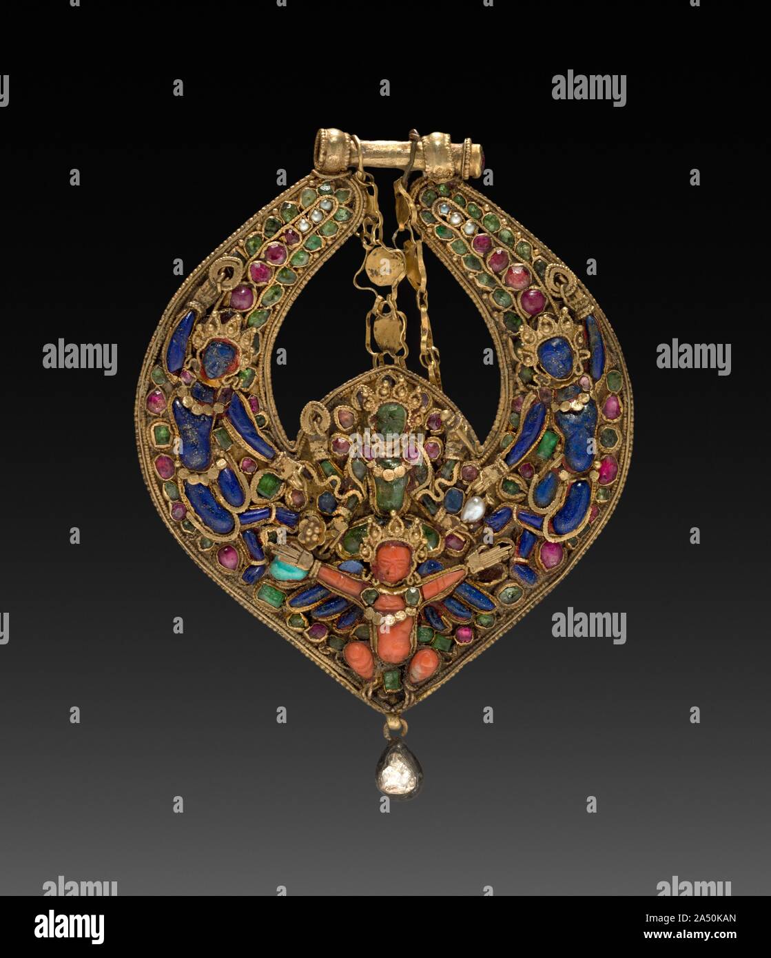 Deity Earring with Vishnu on Garuda (front) and chepu (monster mask ...