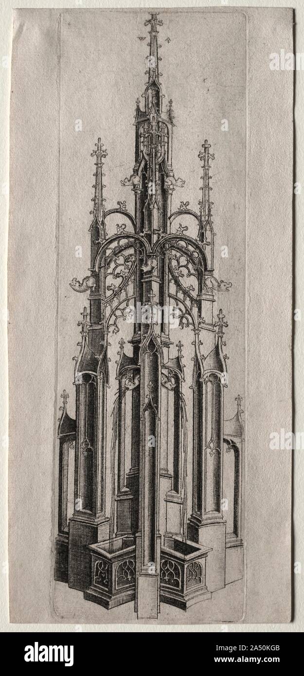 Design for a Gothic Fountain, c. 1470. Many early engravers used the ...