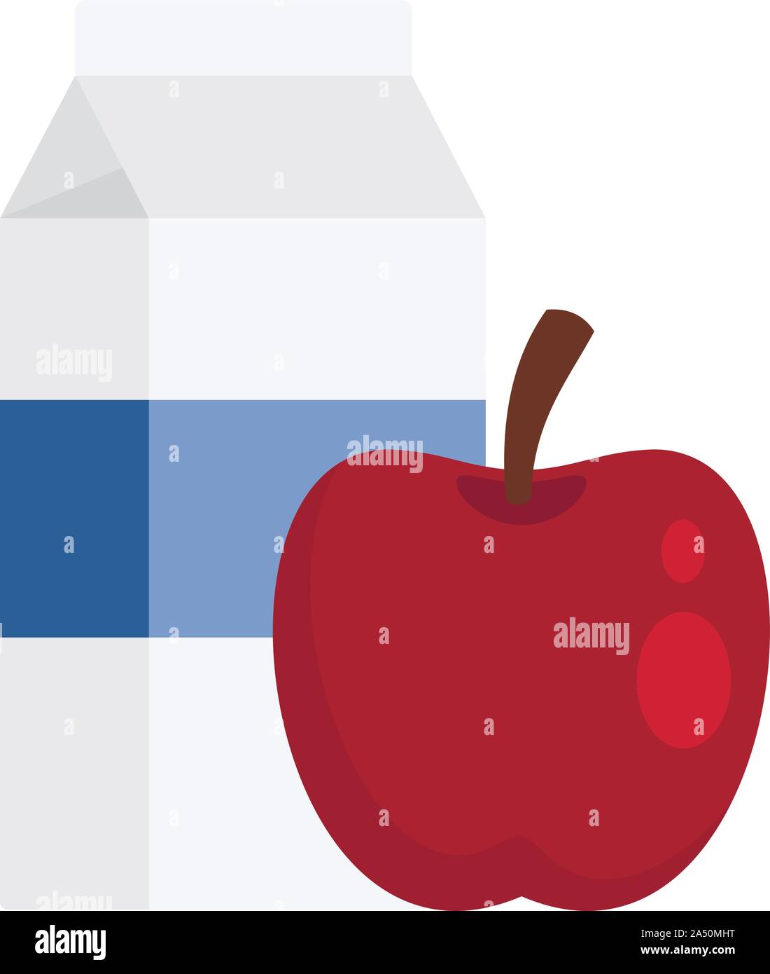 Red apple milk pack icon. Flat illustration of red apple milk pack ...