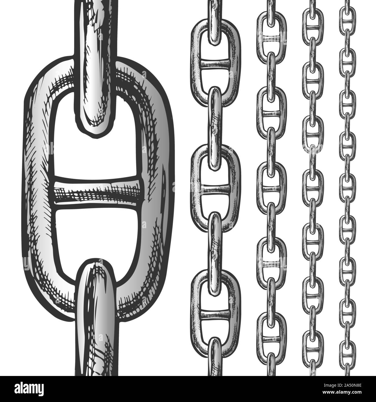 Chain And Links Seamless Pattern In Different Scale Vector Stock Vector ...