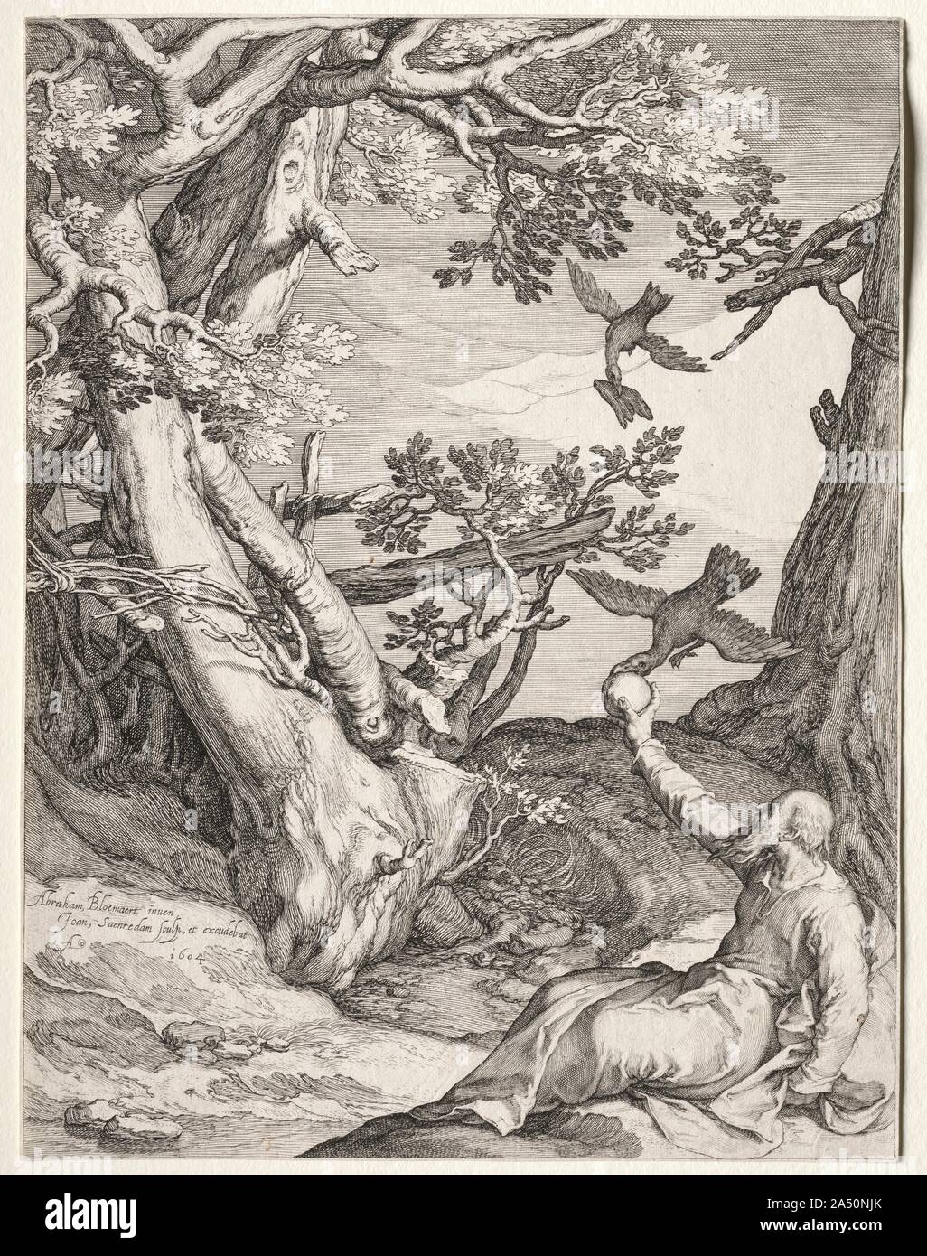 Elijah in the Wilderness Fed by Ravens, 1604. According to the Old ...