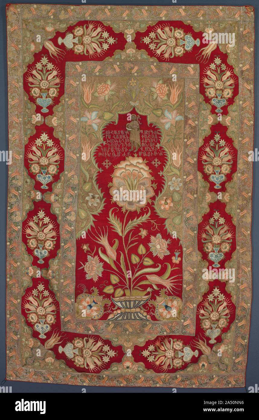 Embroidered Armenian liturgical curtain, 1763. This rare Ottoman ...