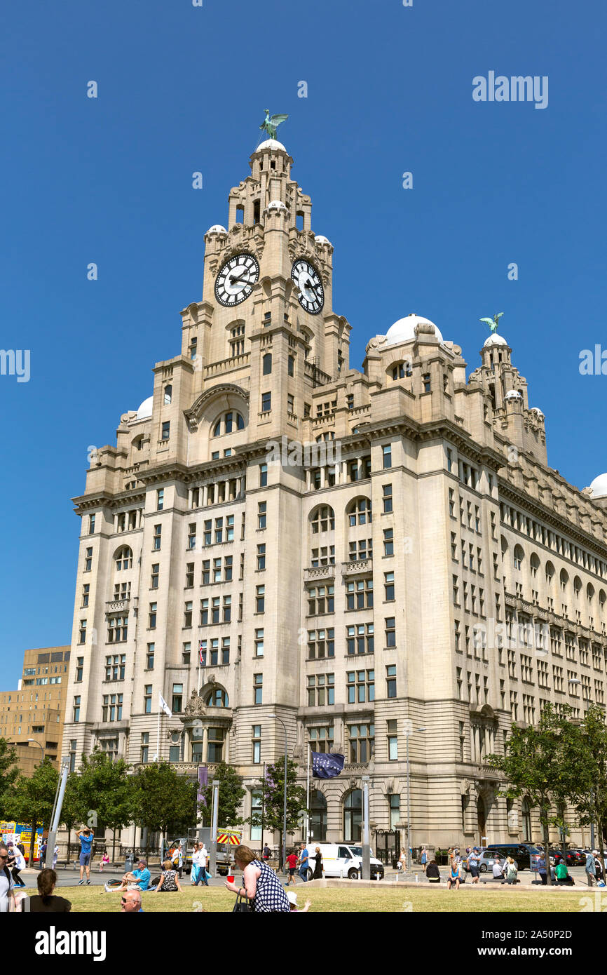 Royal Liver Building on Liverpool Pier Head, Liverpool, Merseyside ...