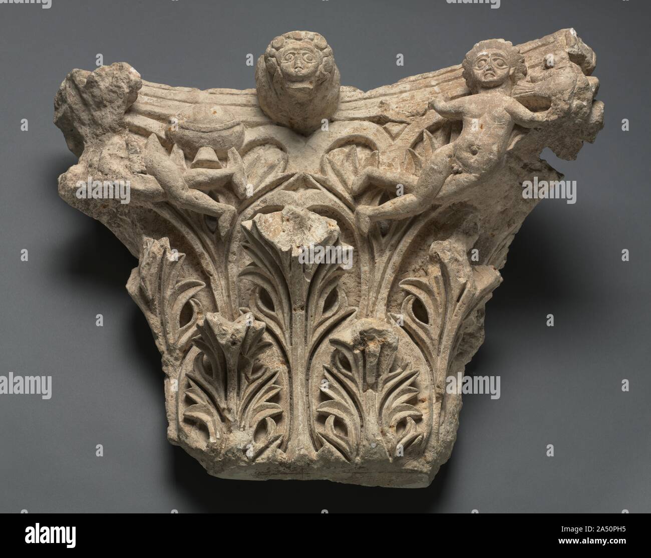 Engaged Capital with Human Figures and Foliage, 300s - 400s Stock Photo ...