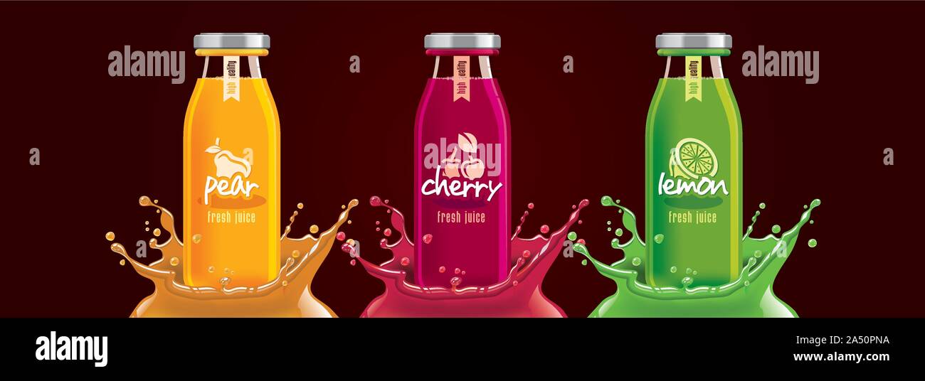 Fruit juice splash bottle set, sticker design Stock Vector Image & Art ...