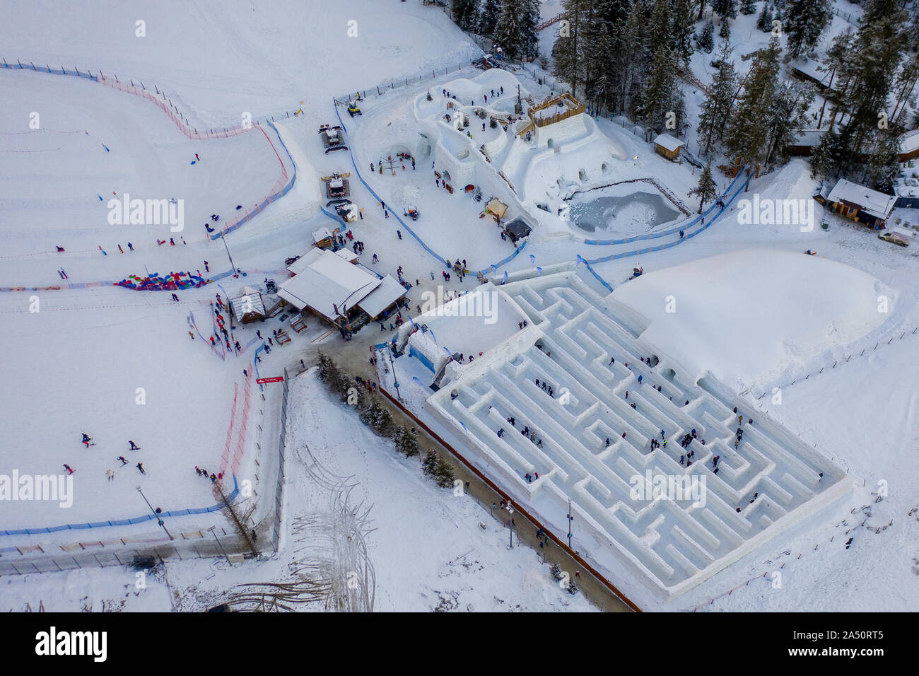 Ice and snow maze, best winter attraction for visitors Zakopane Stock ...