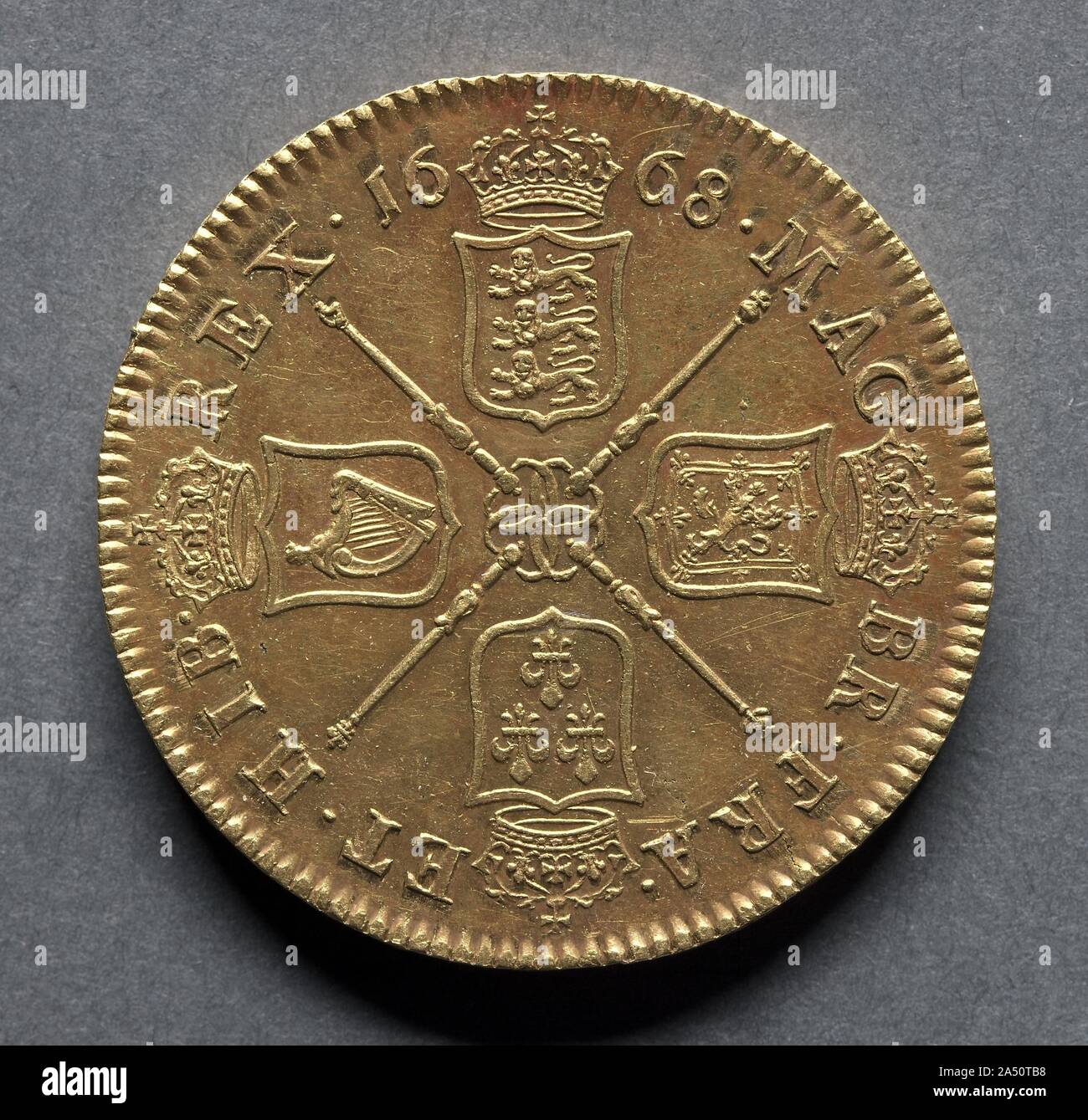 Five Guineas (reverse), 1668 Stock Photo - Alamy