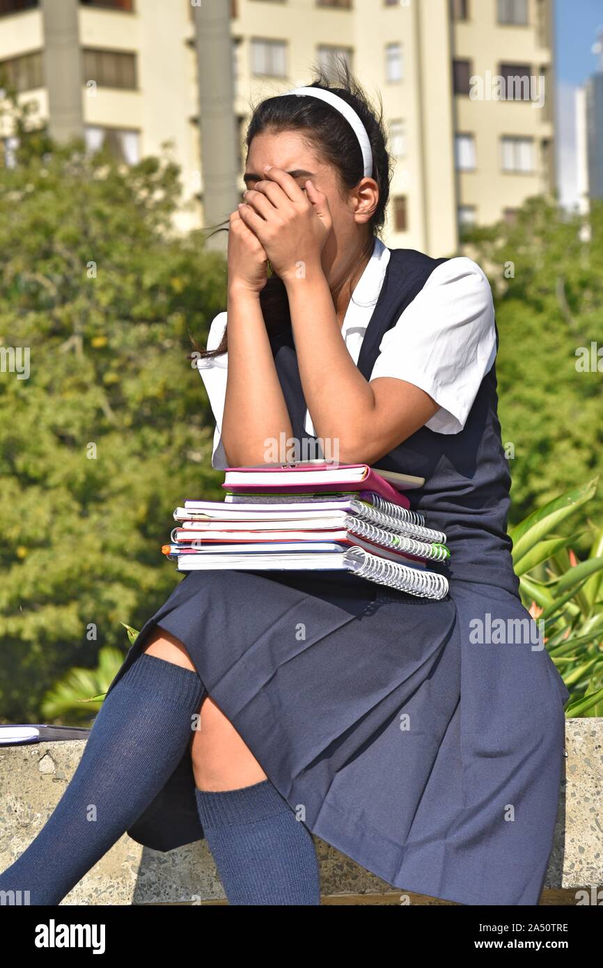 Catholic Female Student And Hopelessness Wearing School Uniform Stock ...