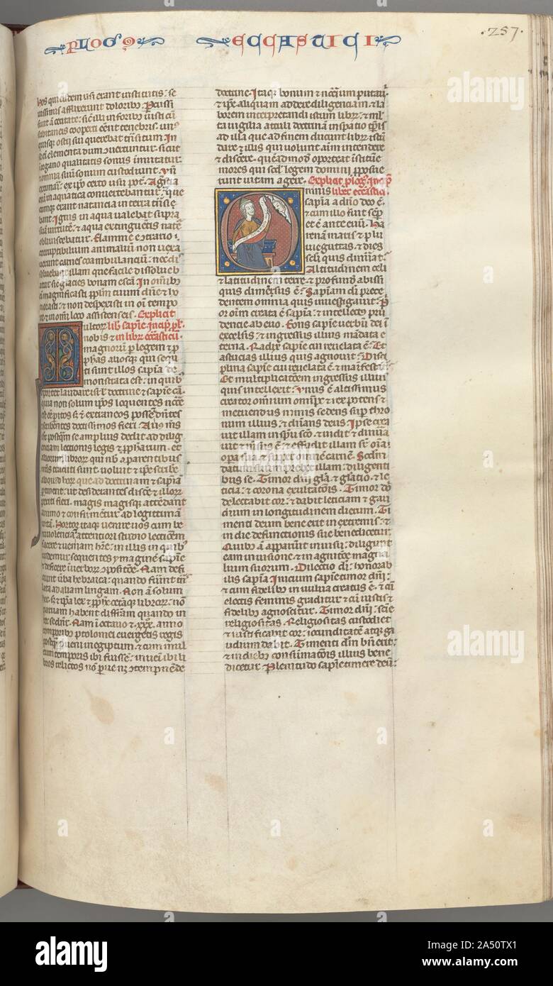 Fol. 257r, Ecclesiasticus, historiated initial O, Sirach seated with a ...