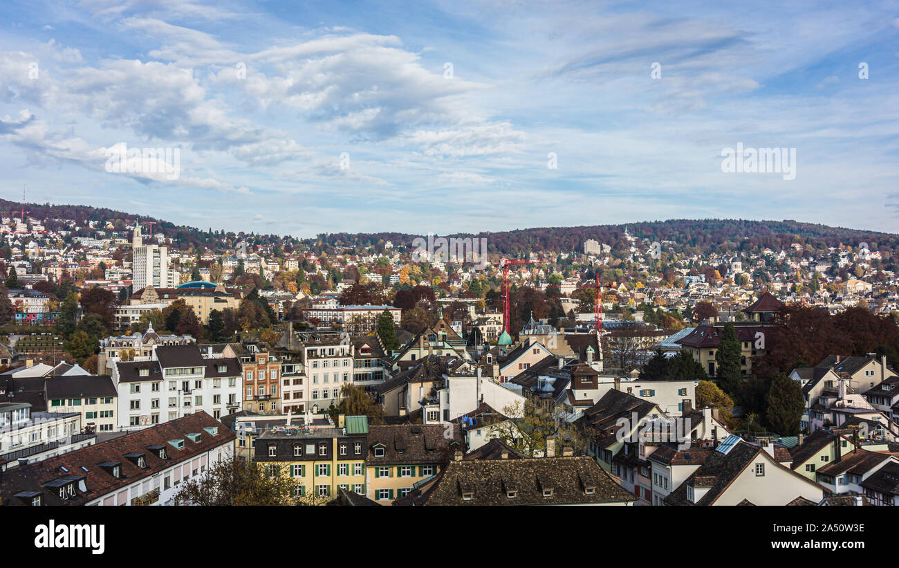 Downtown of Zurich. Beautiful view of the historic city center of ...
