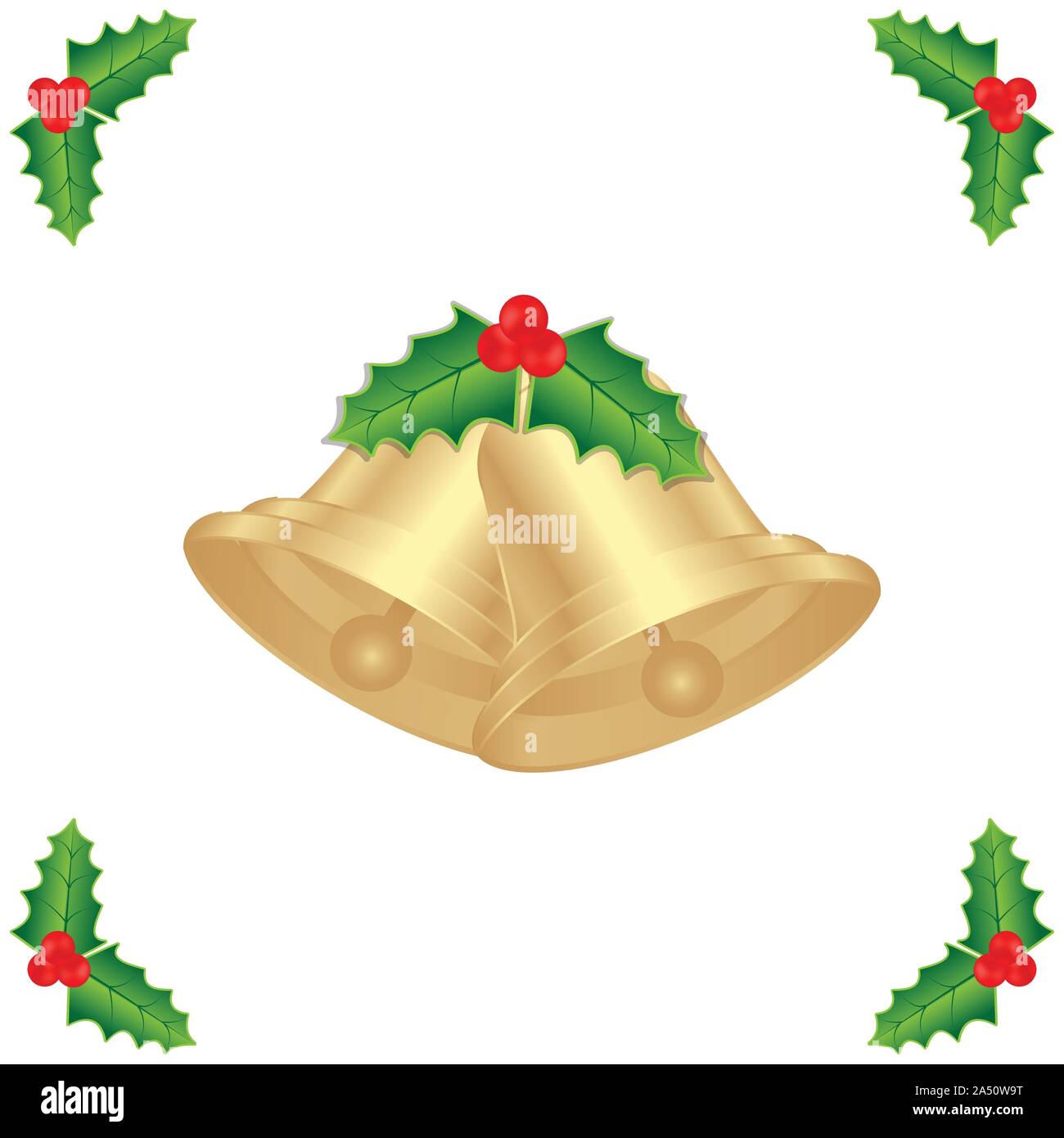 Vector illustration of bell decoration element with holly leaves for ...