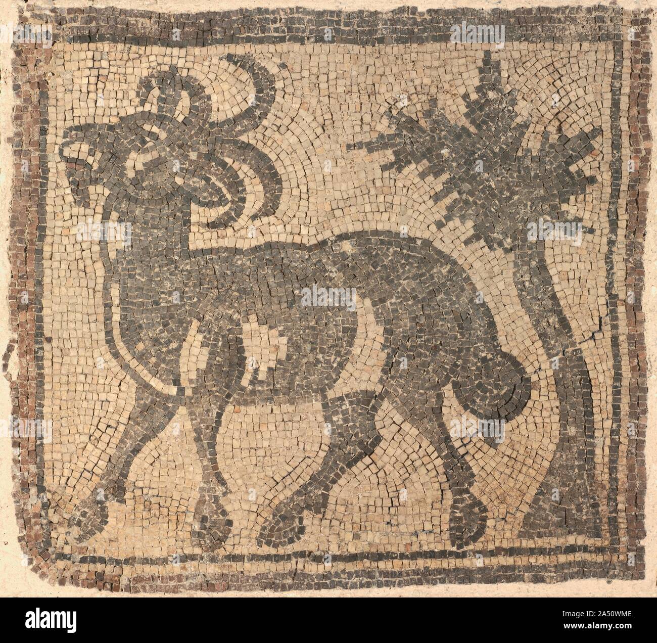 Fragment of a Floor Mosaic: Ibex near a Tree, 400s. The two mosaic ...