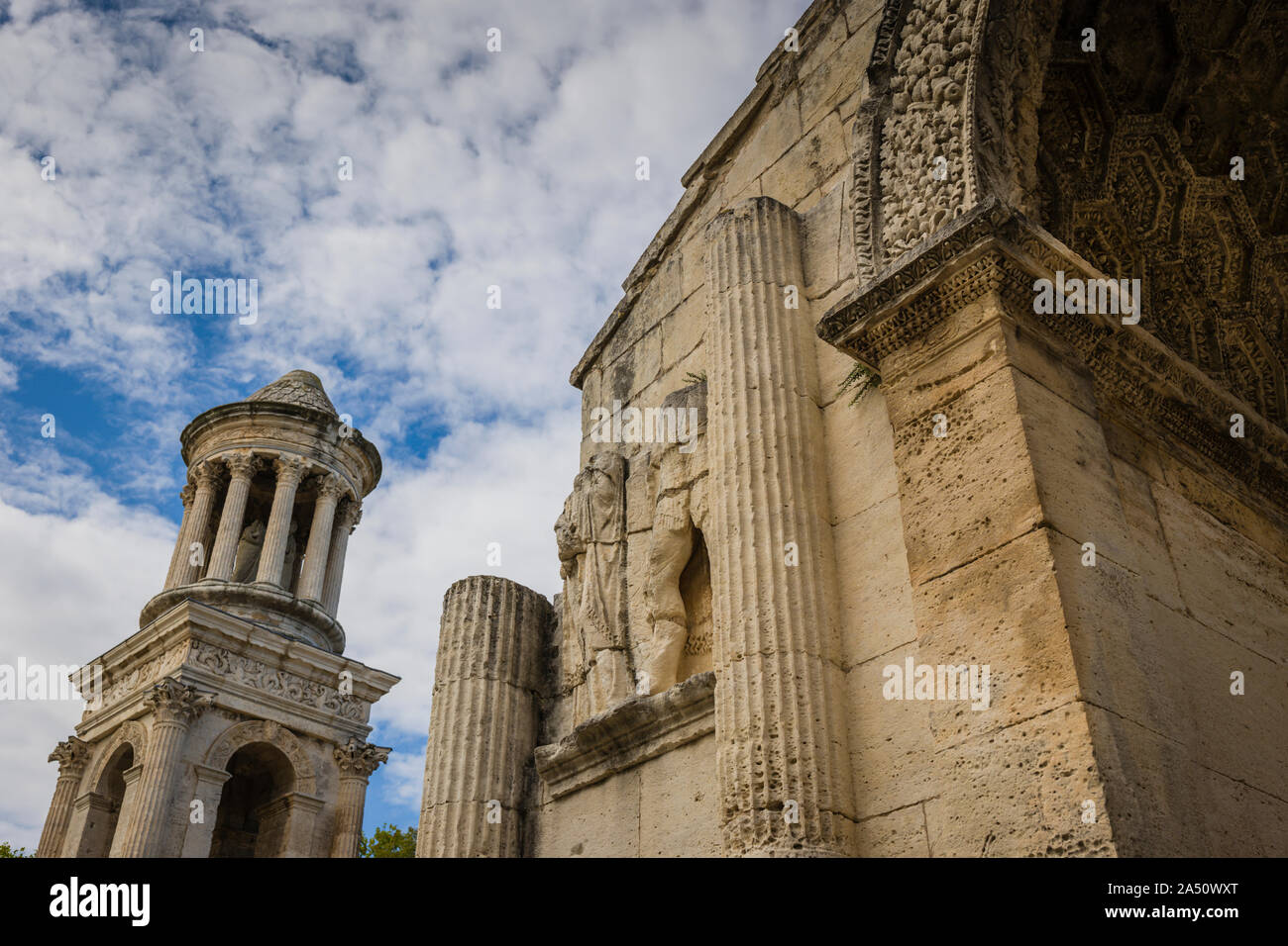 The triumphal arch of Glanum found in the Roman ruins of Glanum, San ...