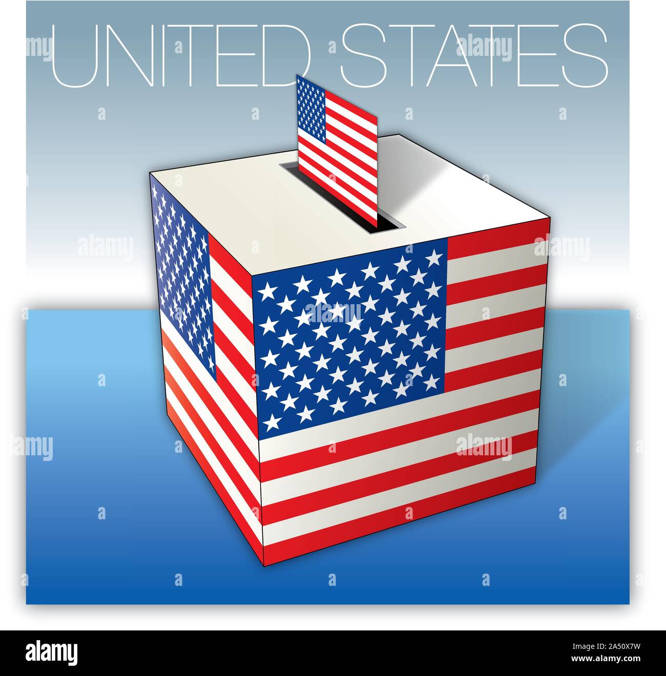 United States of America, ballot box with flags, vector illustration ...