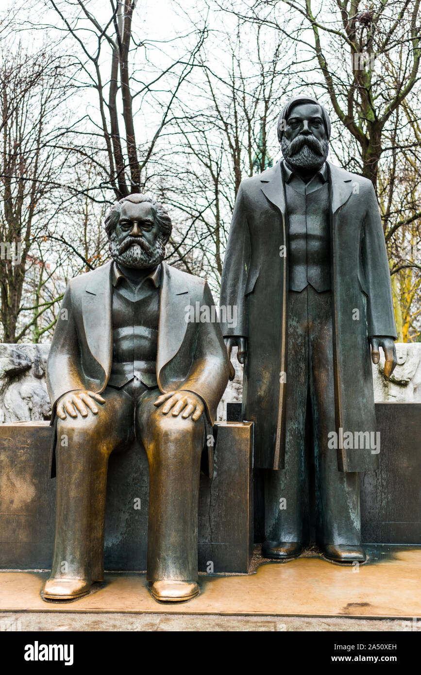 Statue of Karl Heinrich Marx and Friedrich Von Engels in the park in ...