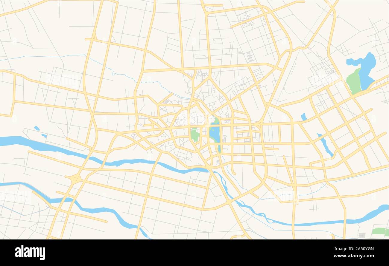 Printable street map of Kashgar, Province Xinjiang, China. Map template ...