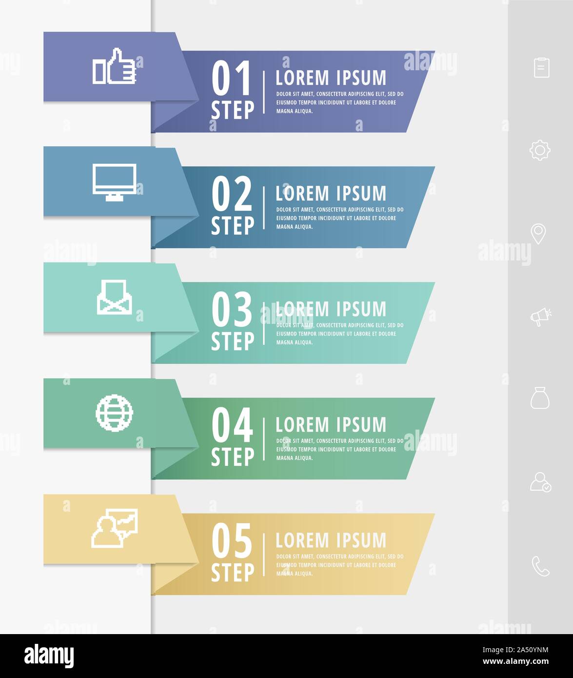 Vector infographic flat template arrows for five diagrams, graph, presentation. Business concept ...
