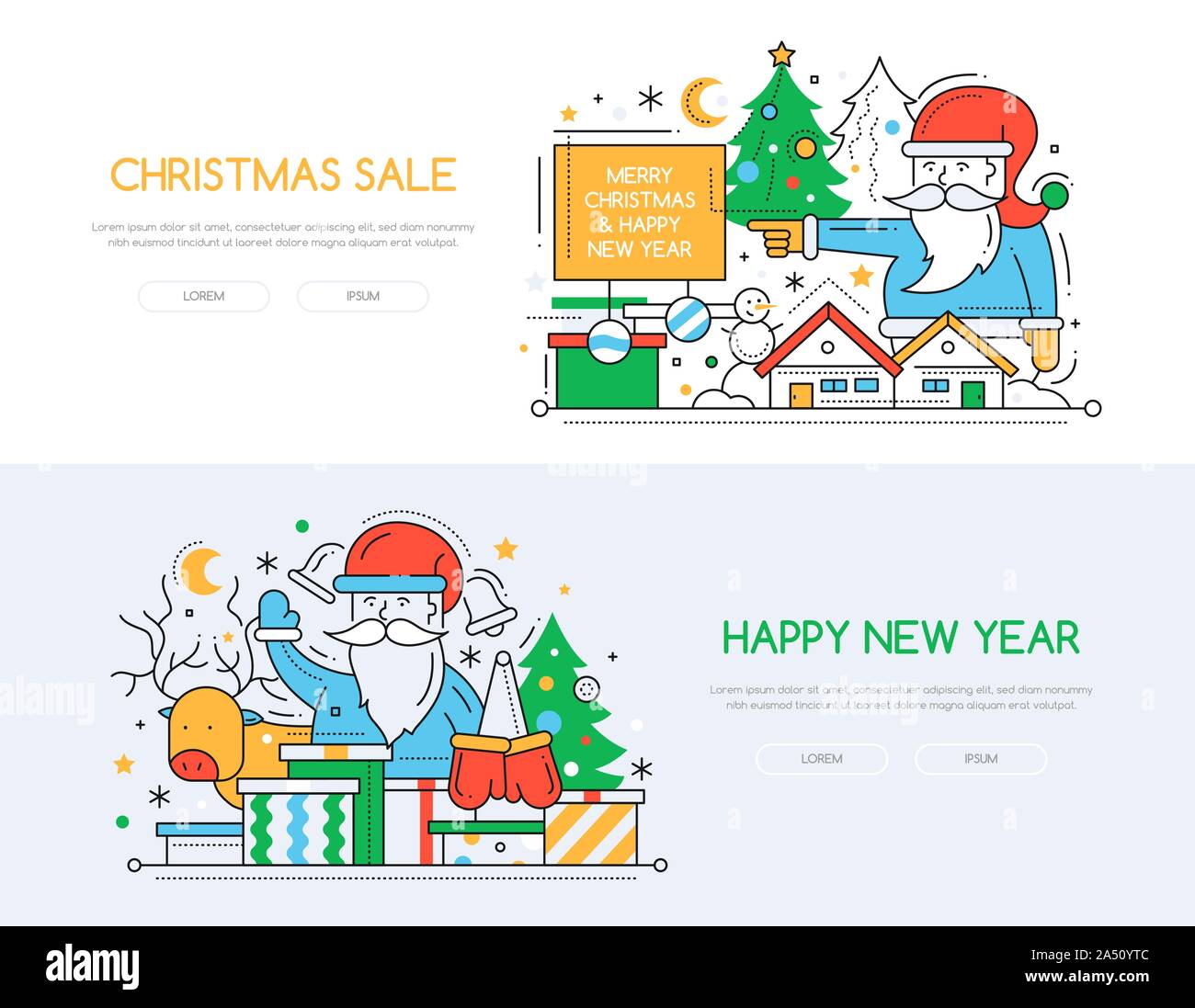 Seasonal discount - line design style vector banners Stock Vector Image ...