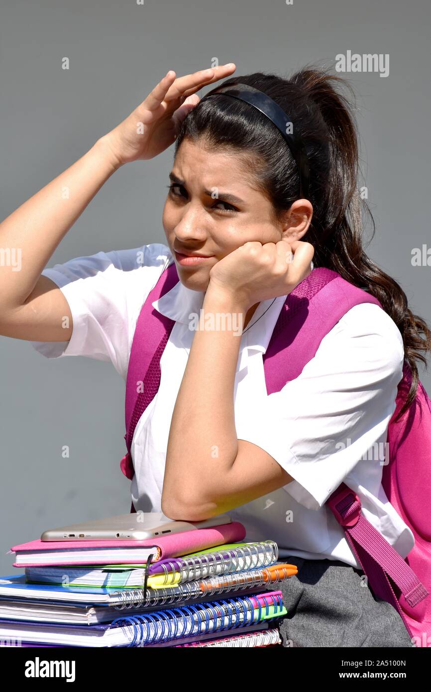 Girl Student And Confusion Wearing School Uniform Stock Photo - Alamy