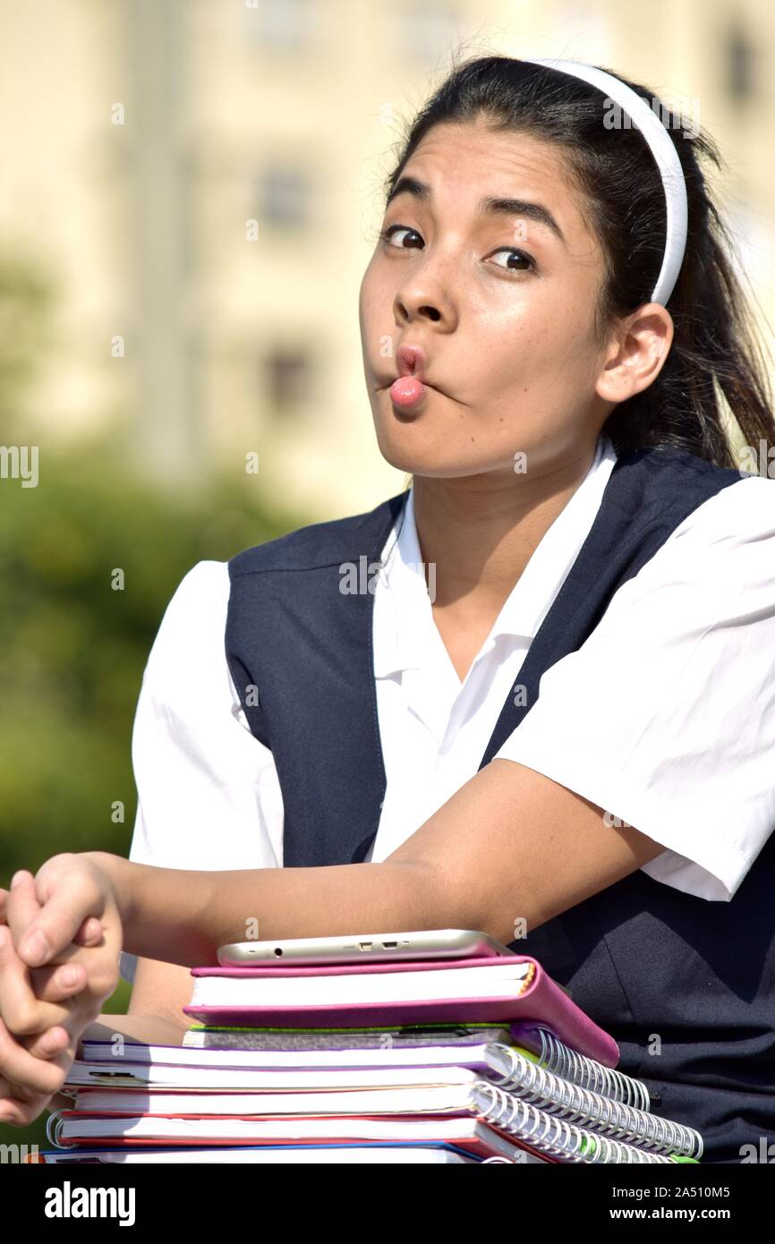 Female Student Making Funny Faces Stock Photo - Alamy