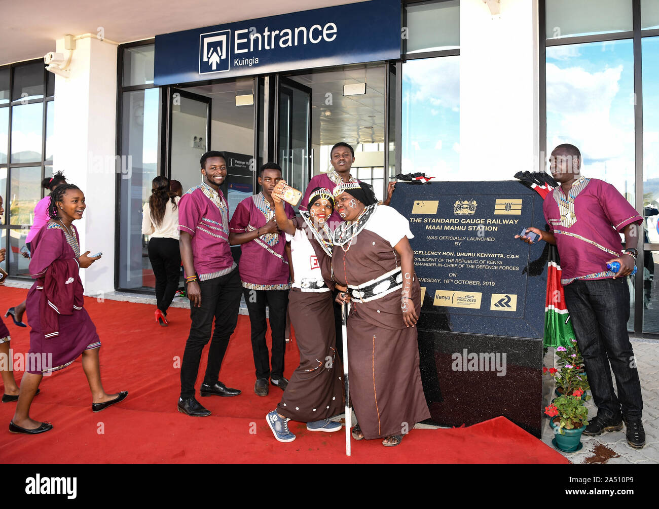 Nairobi. 16th Oct, 2019. People take a selfie before the launching ...