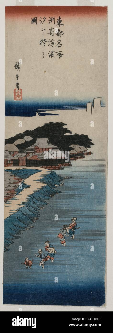 Gathering Shells at Low Tide at Susaki; from the series 100 Views of ...