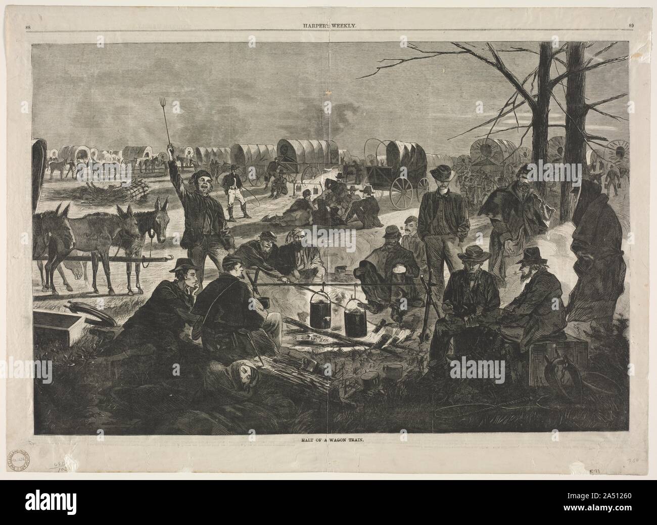 Halt of the Wagon Train, 1864 Stock Photo - Alamy