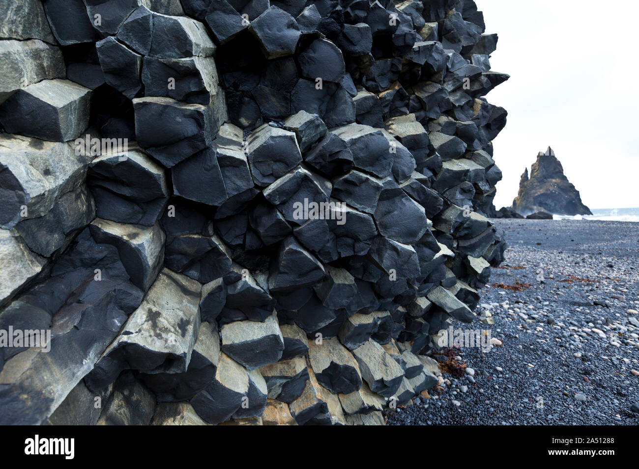 Columnar basalt, Reynisdrangar, Vik, Southern Iceland, Iceland, Europe ...