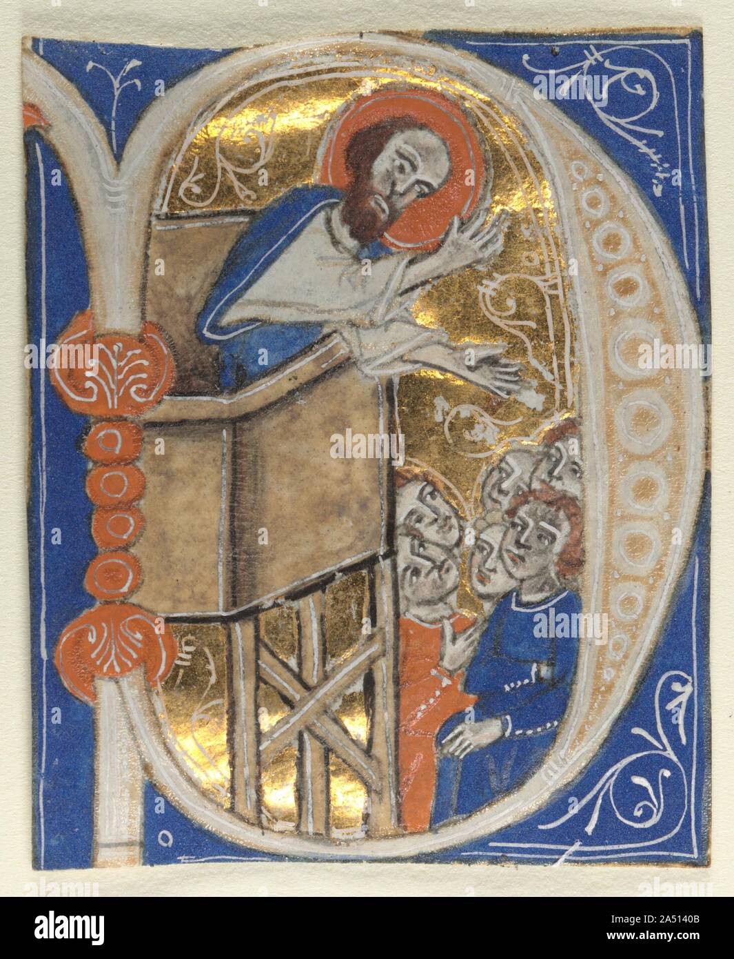 Historiated Initial Excised from a Bible (set of nine), 1200s Stock ...