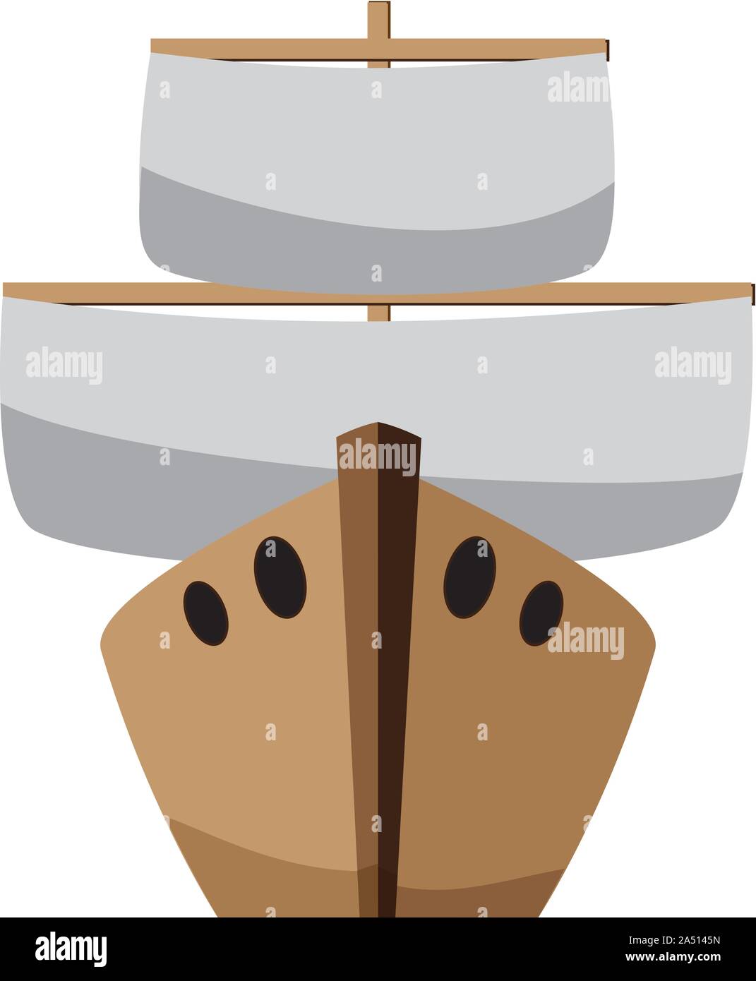 Cartoon wooden boat with a sail on white background Stock Vector Image ...