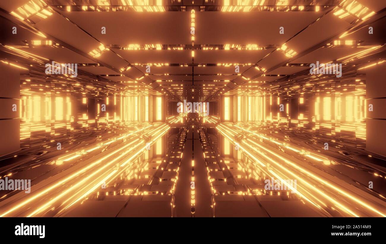 futuristic space temple tunnel corridor with cool reflections and glass ...