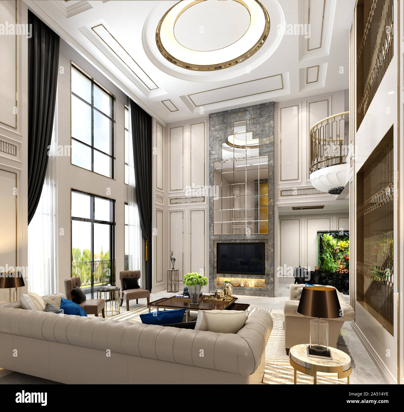 3d render house living room Stock Photo - Alamy