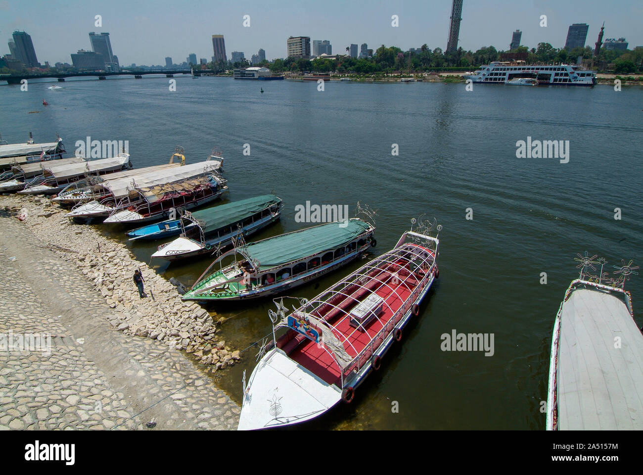 Boats on Nile river. Day Cairo. Egypt Stock Photo - Alamy