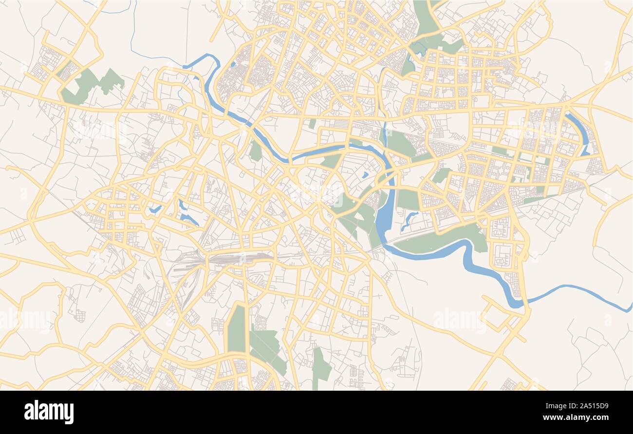 Printable street map of Lucknow, State Uttar Pradesh, India. Map ...