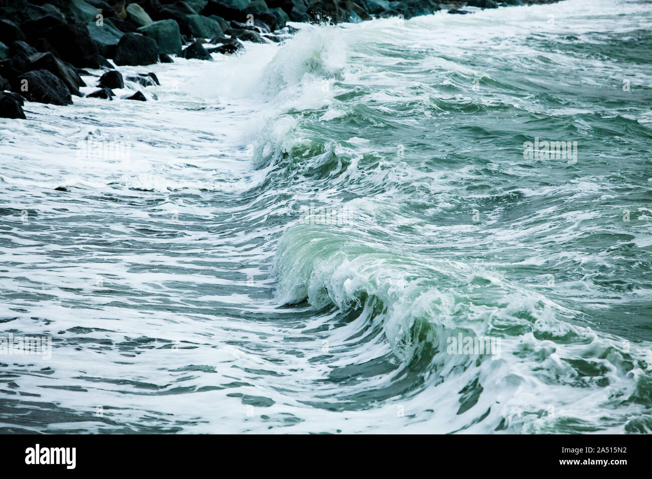 powerful ocean waves breaking natural background Stock Photo - Alamy