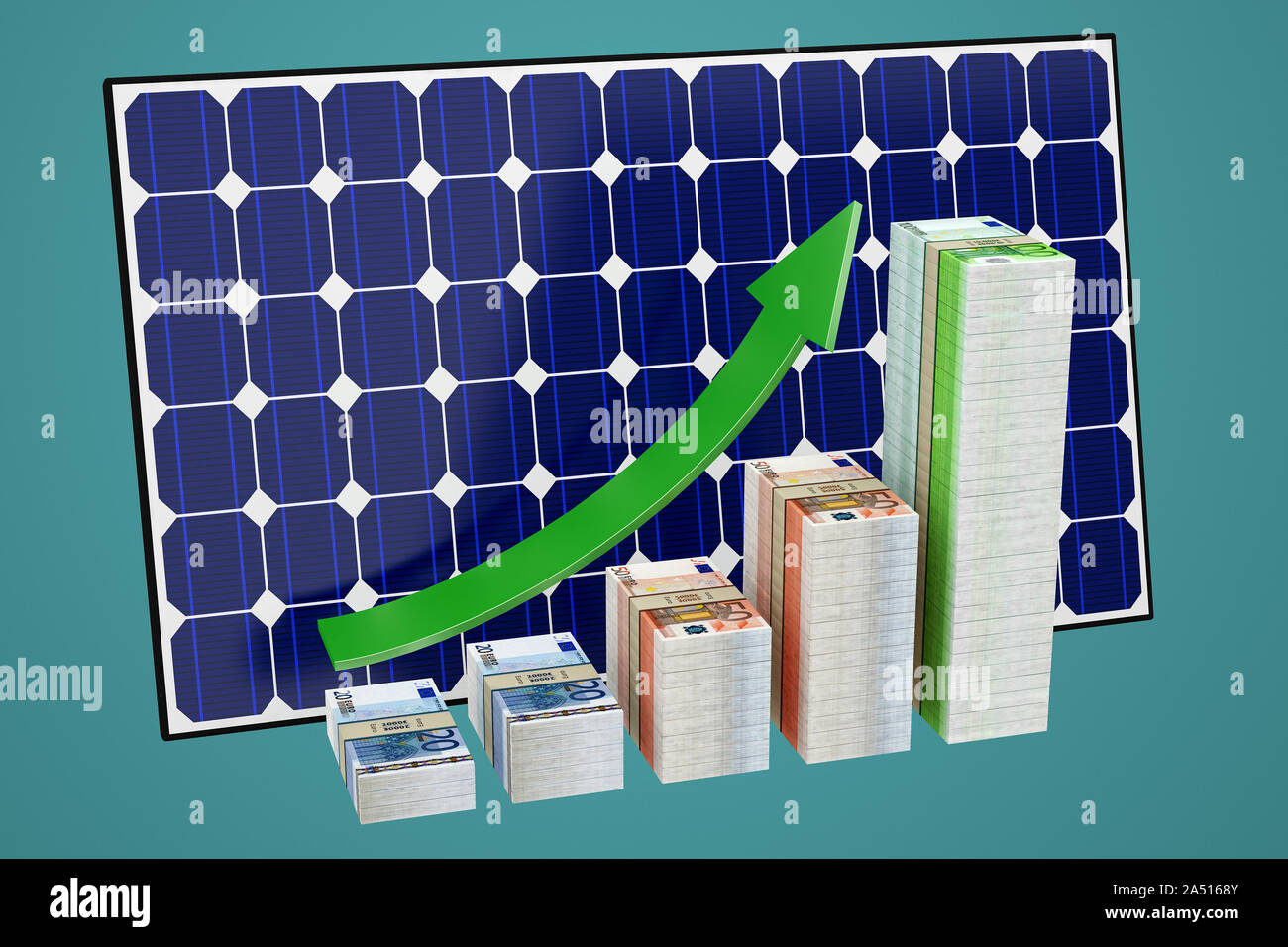 Solar Panel - Bar graphs made from Euro banknotes showing profit ...