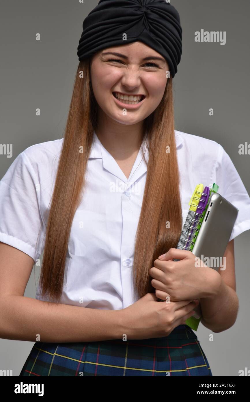 Portrait Of A Girl Student With Books Stock Photo - Alamy