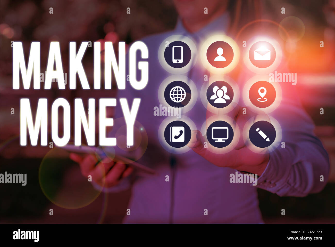 Conceptual hand writing showing Making Money. Concept meaning Giving ...