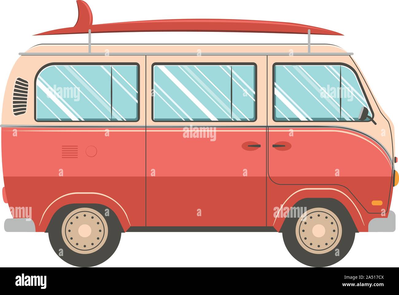 Illustration of retro traveling van design on white background Stock ...