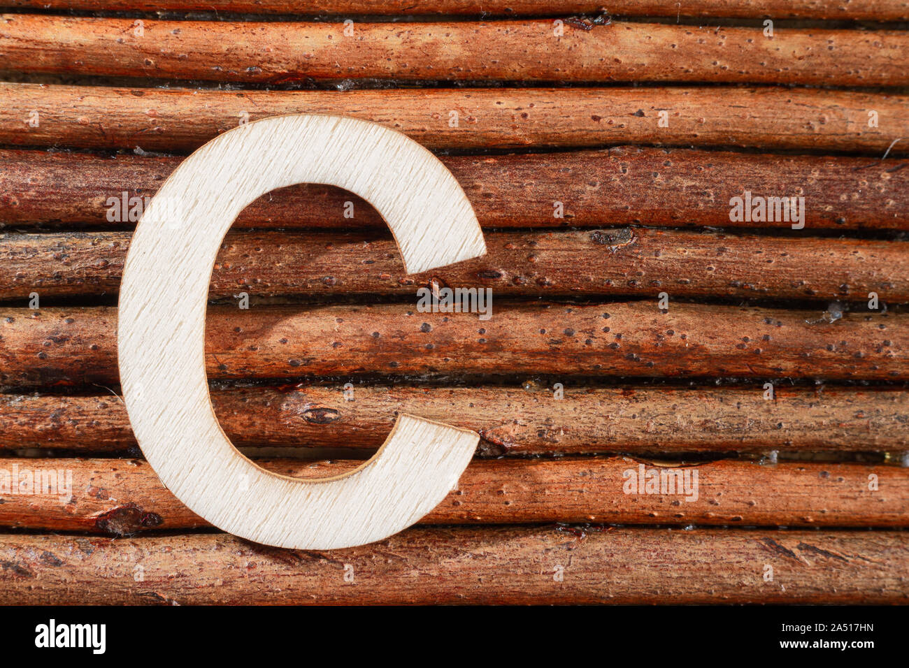 Letter C of wood-made alphabet, top view and space for text Stock Photo ...
