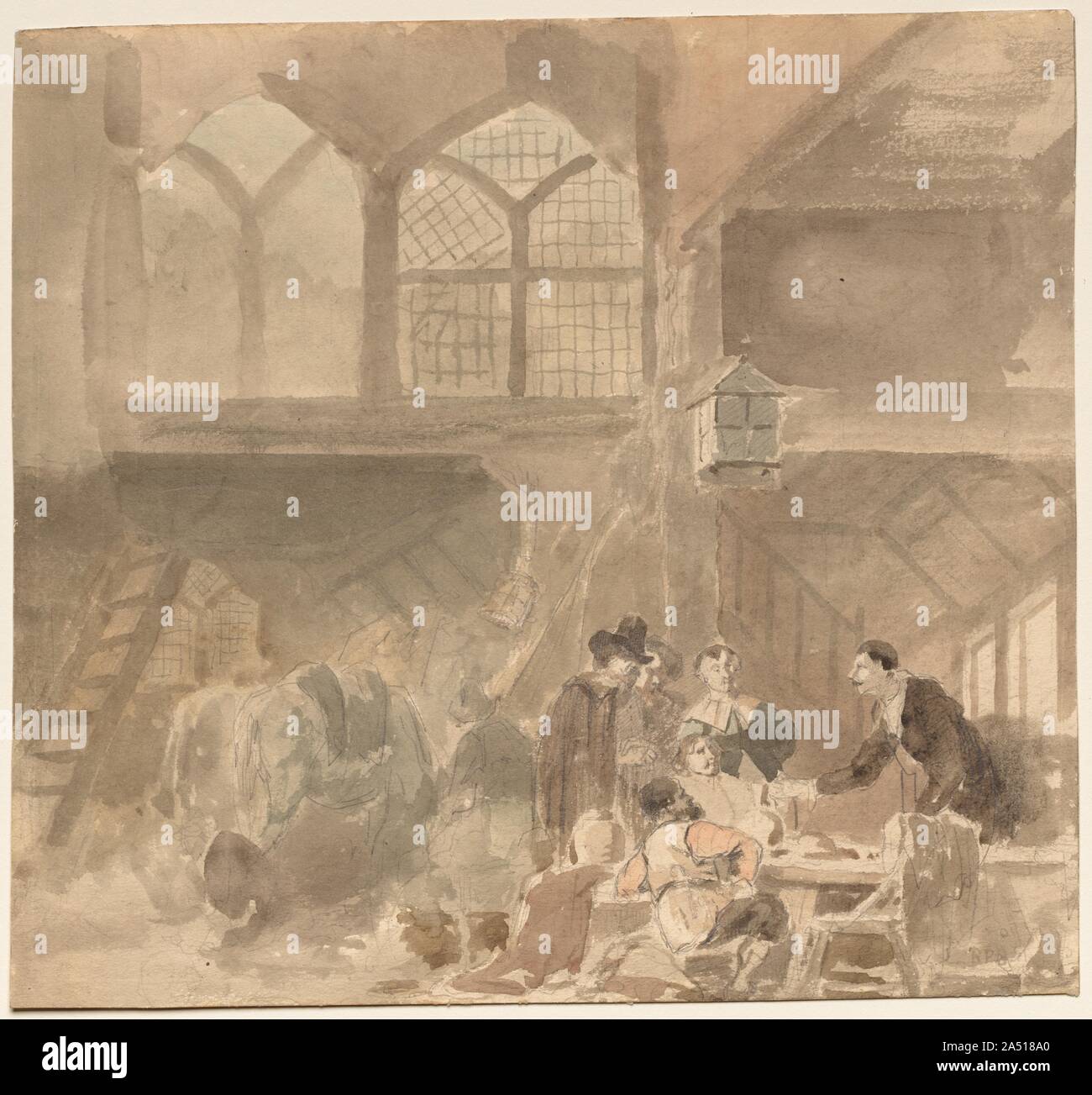 Interior of an Inn, 1800s Stock Photo - Alamy