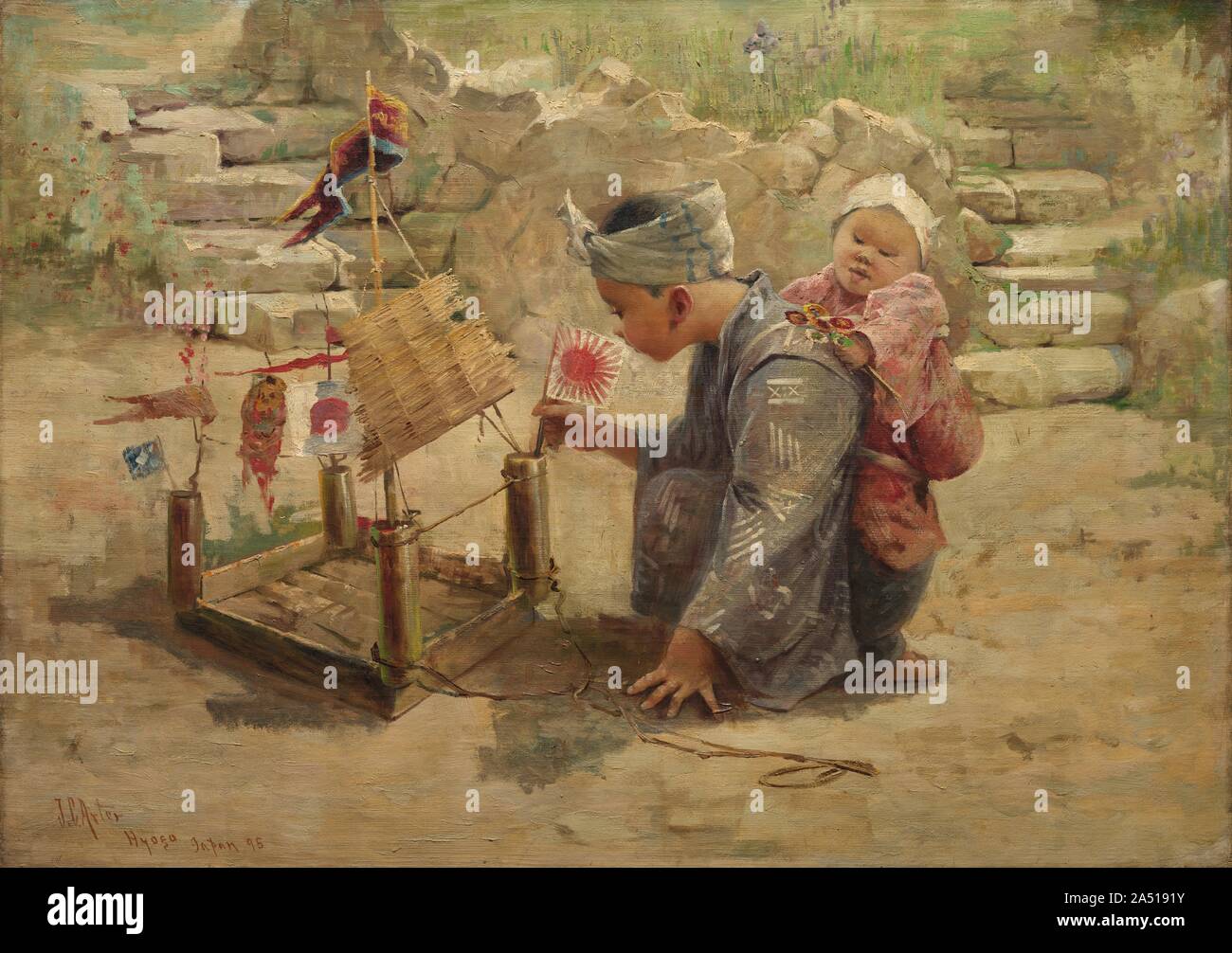 Japanese Boy Building a Man-of-War, 1895 Stock Photo - Alamy