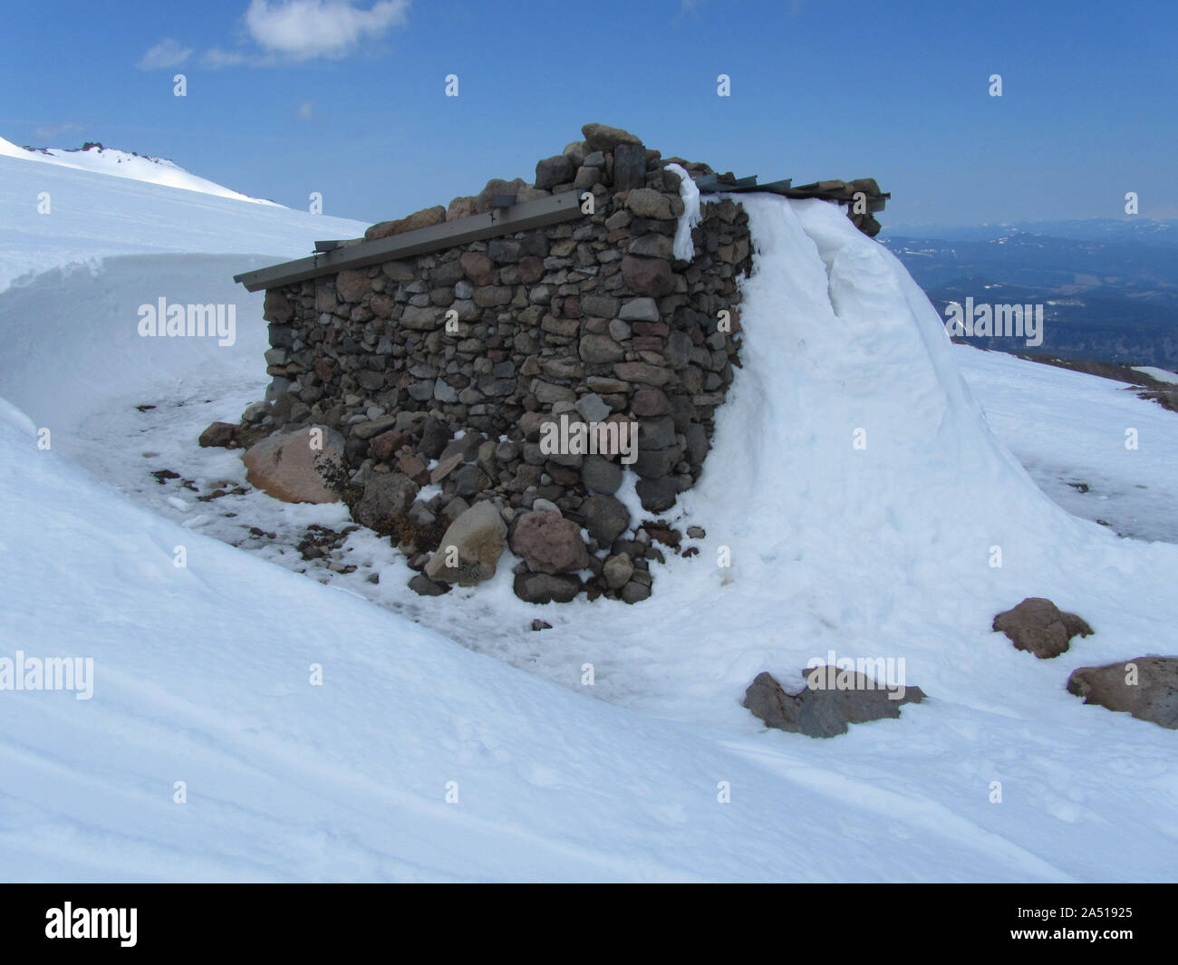 Cooper Spur Shelter in snow on Mt. Hood. The emergency shelter was ...