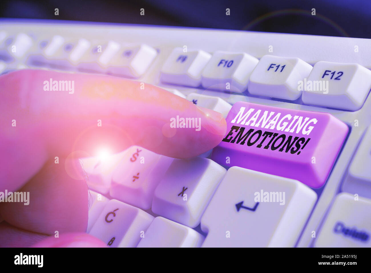 Text sign showing Managing Emotions. Business photo showcasing ability ...